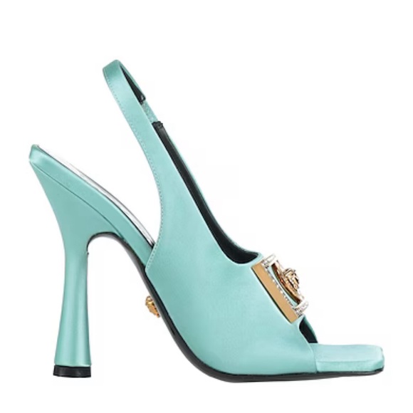 Versace | Shoes | Versace Blue Tribute Medusa Logo Crystal Satin ...